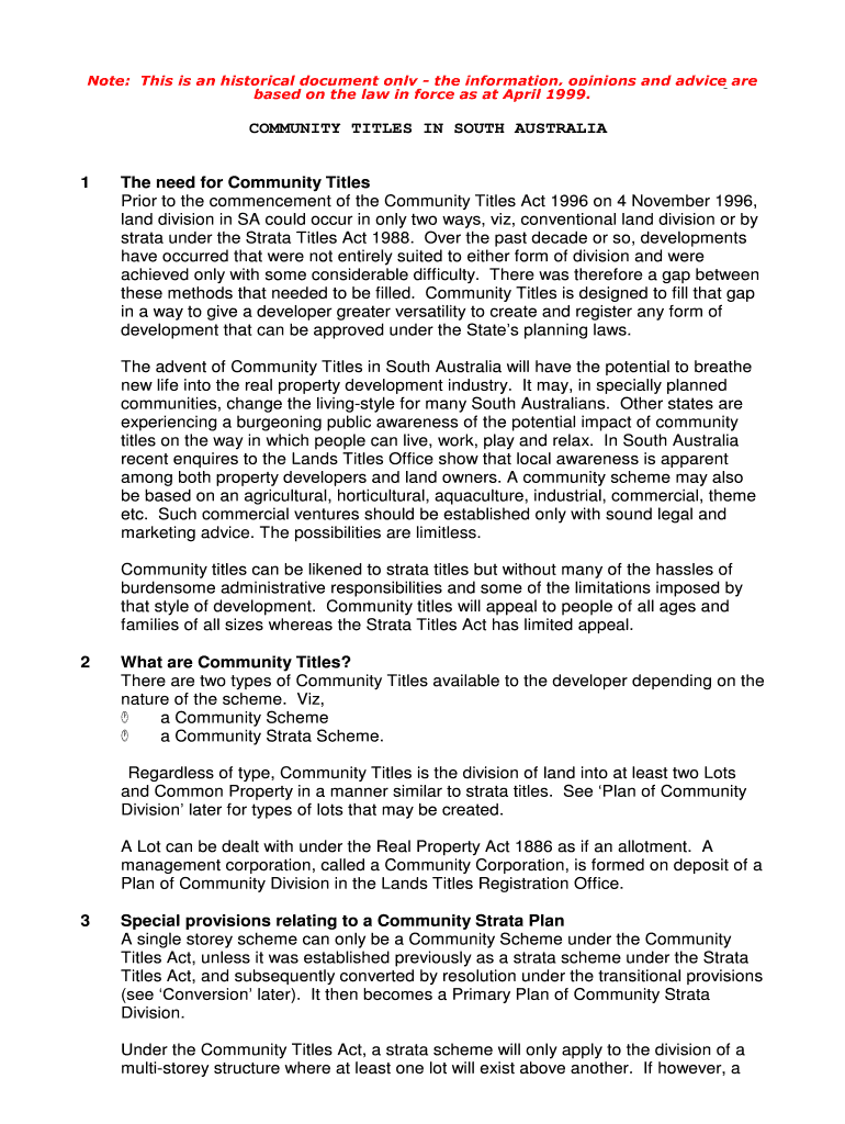 Fillable Online Note: This is an historical document only - the ...