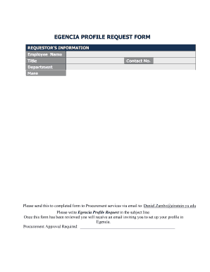 Fillable Online einstein yu EGENCIA PROFILE REQUEST FORM - einstein yu ...