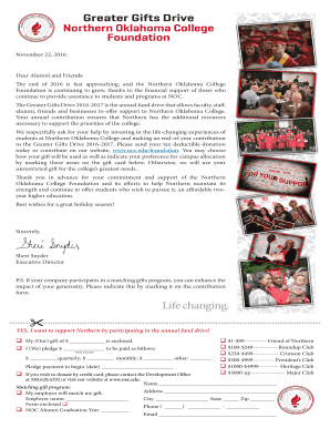 Fillable Online Greater Gifts Drive Northern Oklahoma College Fax Email ...