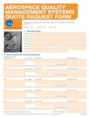 Fillable Online AEROSPACE QUALITY MANAGEMENT SYSTEMS QUOTE REQUEST FORM ...