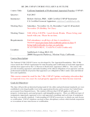 Fillable Online saddleback RE 200: USPAP COURSE SYLLABUS & OUTLINE ...