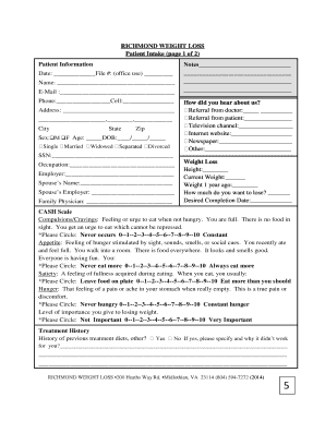 Fillable Online Patient Intake RWL Fax Email Print - pdfFiller