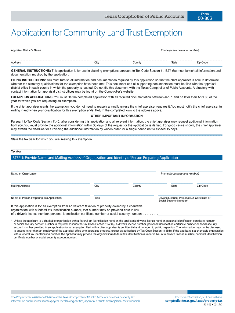 Fillable Online Application for Community Land Trust Exemption Fax ...
