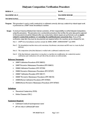 Fillable Online Dialysate Composition Verification Procedure Fax Email Print - pdfFiller