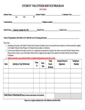 Fillable Online STUDENT VOLUNTEER SERVICE PROGRAM 2012-13.docx Fax ...