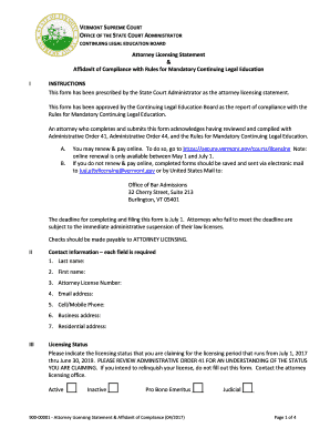 Fillable Online Attorney Licensing Statement & Affidavit of ...