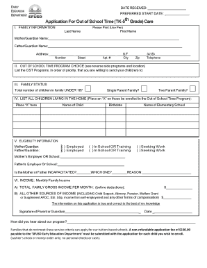 Fillable Online SFUSD FORM: CDP 2001 FOR OFFICE USE ONLY Fax Email ...