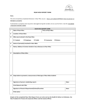 Fillable Online This form should be completed whenever a Near Miss ...