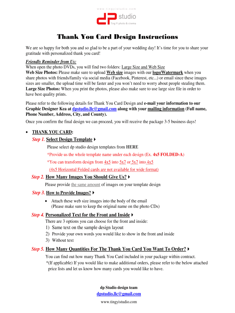 Fillable Online Thank You Card Design Instructions Fax Email Print ...