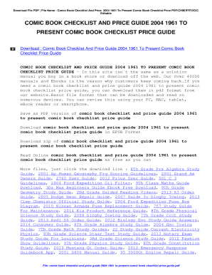 Fillable Online Comic Book Checklist And Price Guide 2004 1961 To ...