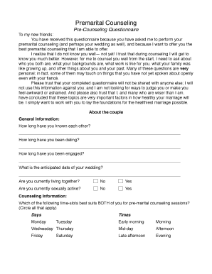 Fillable Online premarital counseling questionnaire - Doulos Resources ...