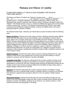 Fillable Online This Release and Waiver of Liability (the Release ...