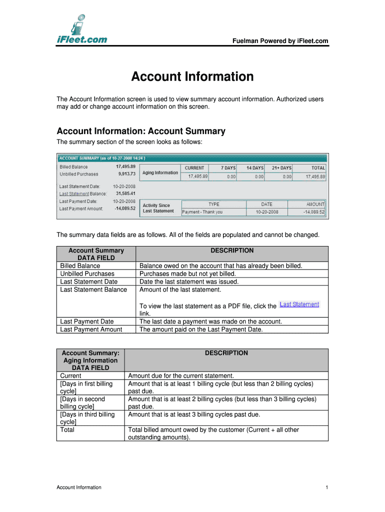 Fillable Online Account Information - iFleet Fax Email Print - pdfFiller