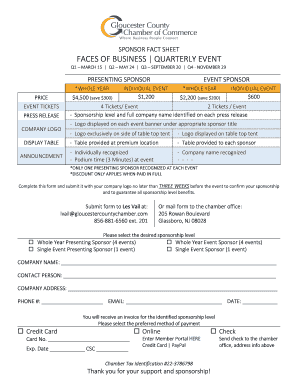 Fillable Online SPONSOR FACT SHEET FACES OF BUSINESS QUARTERLY EVENT ...