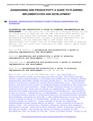 Fillable Online Gainsharing And Productivity A Guide To Planning ...