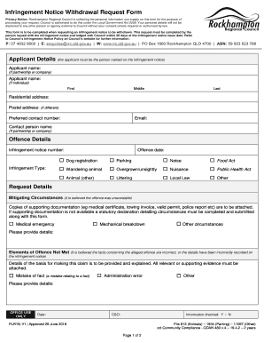 Fillable Online Infringement Notice Withdrawal Request Form Fax Email ...