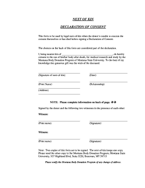 Fillable Online DECLARATION OF CONSENT - mus.montana.edu Fax Email ...