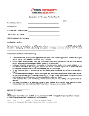 Fillable Online Declaration for Overseas Pension Transfer Fax Email Print - pdfFiller