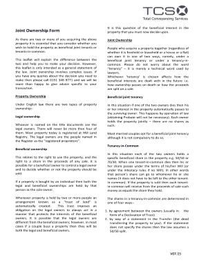 Fillable Online Joint Ownership Form - Total Conveyancing Services Fax ...