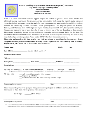 Fillable Online Student name Grade Age Date of Birth Gender: (circle one ... Fax Email Print ...