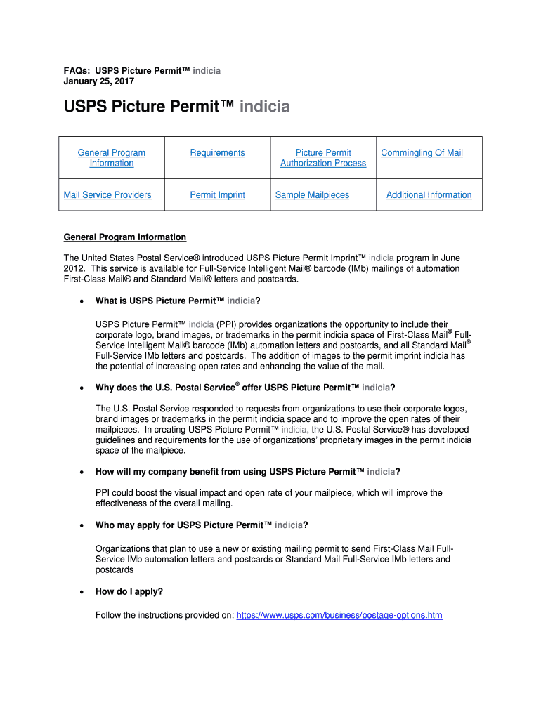 Fillable Online New FAQ: Picture Permit Imprint Indicia - Fax Email ...