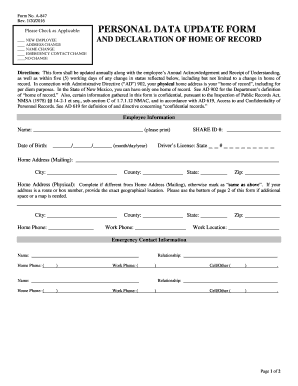 Fillable Online NEW EMPLOYEE AND DECLARATION OF HOME OF RECORD Fax ...