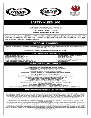 Fillable Online safety kleen 100 - ARCA Truck Racing Fax Email Print ...