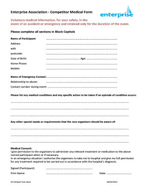 Fillable Online EA Medical Form - sailenterprise.co.uk Fax Email Print ...