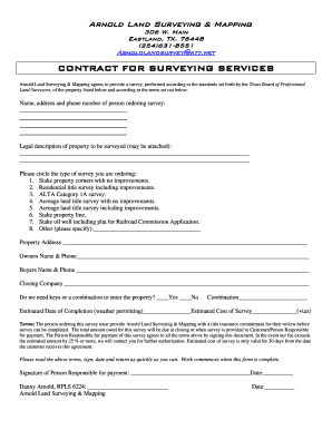 Fillable Online CONTRACT FOR SURVEYING SERVICES - Arnold Land Surveying ...