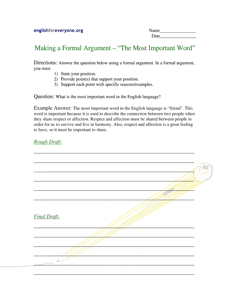 Fillable Online Advanced Making a Formal Argument The Most Important Word Fax Email Print ...