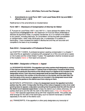 Fillable Online June 1, 2016 Rule, Form and Fee Changes effective June ...