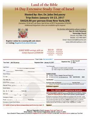 Fillable Online Land of the Bible 14-Day Extensive Study Tour of Israel ...