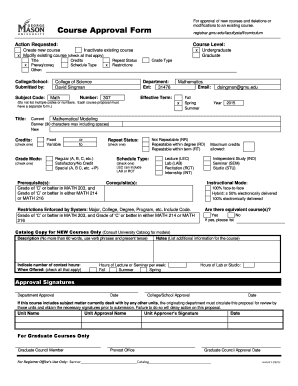 Fillable Online cos gmu Course Approval Form - George Mason University Fax Email Print - pdfFiller