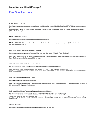 Fillable Online Same Name Affidavit Form Fax Email Print - pdfFiller