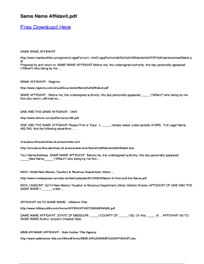 Fillable Online Same Name Affidavit Fax Email Print - pdfFiller