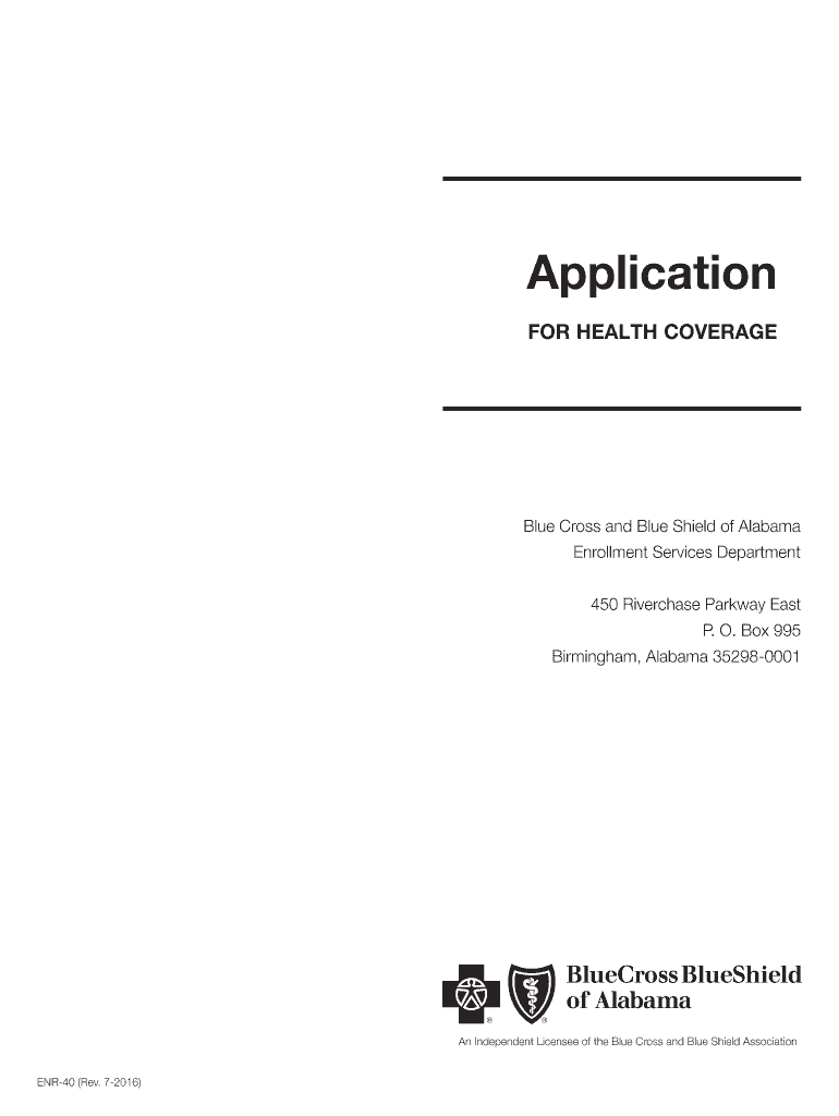 Fillable Online Application - bcbsal.org Fax Email Print - pdfFiller