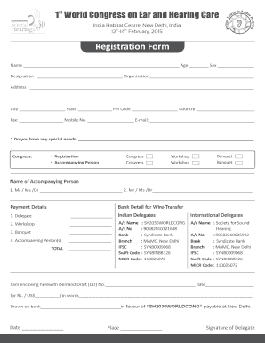 Fillable Online Registration Form - Home - Sound Hearing 2030 Fax Email ...