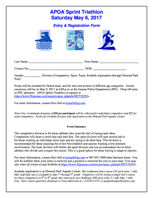 Fillable Online APOA Sprint Triathlon Fax Email Print - pdfFiller