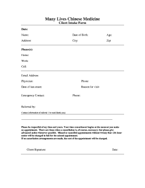 Fillable Online General Health Form - Many Lives Chinese Medicine Fax ...
