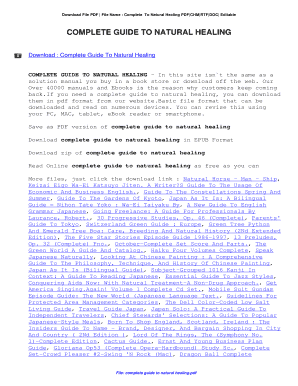 Fillable Online Complete Guide To Natural Healing. Complete Guide To ...