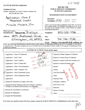 Fillable Online Example: Application for a Class C Charter Certificate ...