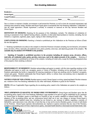Fillable Online 251 Non-smoking Areas Addendum Fax Email Print - pdfFiller