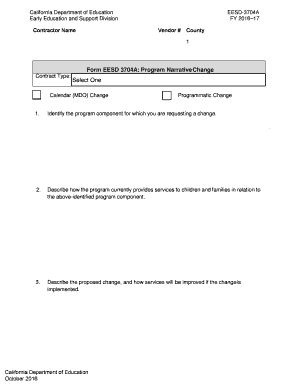 Fillable Online education ca Program Narrative Change Form EESD 3704A ...