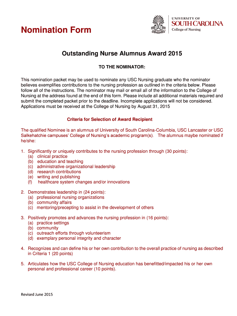 Fillable Online TO THE NOMINATOR: Fax Email Print - pdfFiller