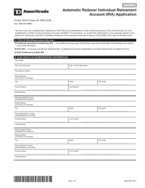 Fillable Online Automatic Rollover Individual Retirement Account (IRA) Application Fax Email ...