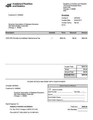 Fillable Online ams eatright ADA ac invoice detail invoice all products ...
