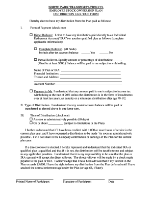 Fillable Online Distribution Election Form - nopk.com Fax Email Print ...