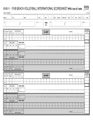 Fillable Online BVB/11 FIVB BEACH VOLLEYBALL INTERNATIONAL SCORESHEET 2 ...
