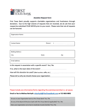 Fillable Online First Texas Bank proudly supports charitable ...