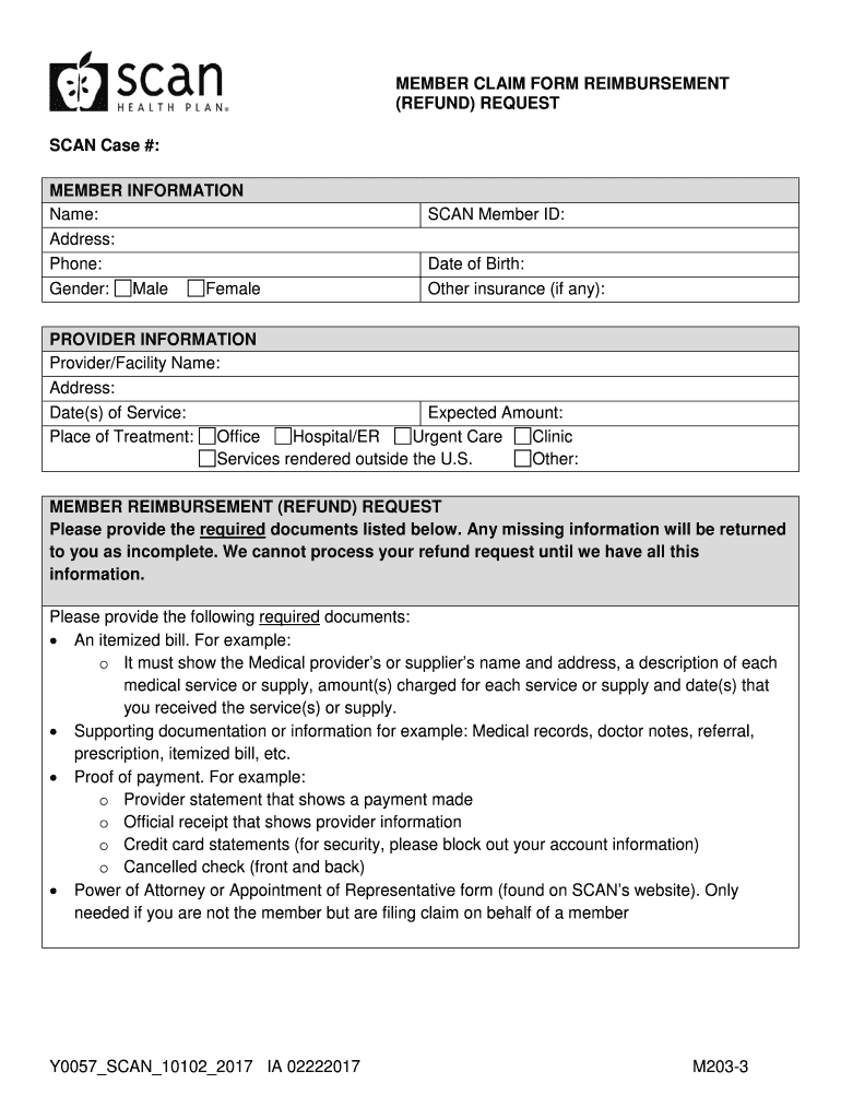 Fillable Online MEMBER CLAIM FORM REIMBURSEMENT Fax Email Print - pdfFiller